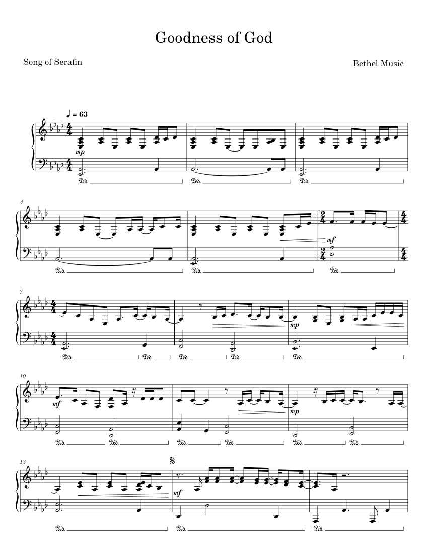 Goodness of god - Bethel Music Sheet Music for Piano (Solo) | MuseScore.com