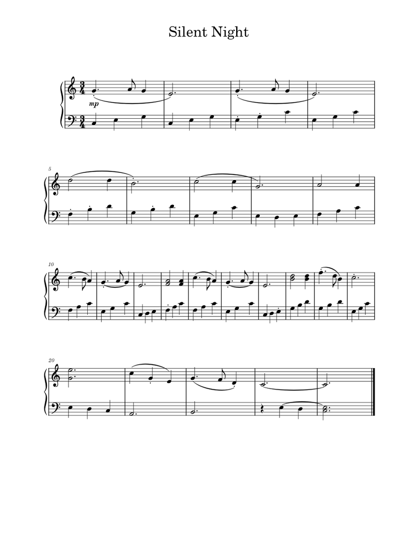 Silent Night – Misc Christmas Sheet music for Piano (Solo) Easy | Musescore.com