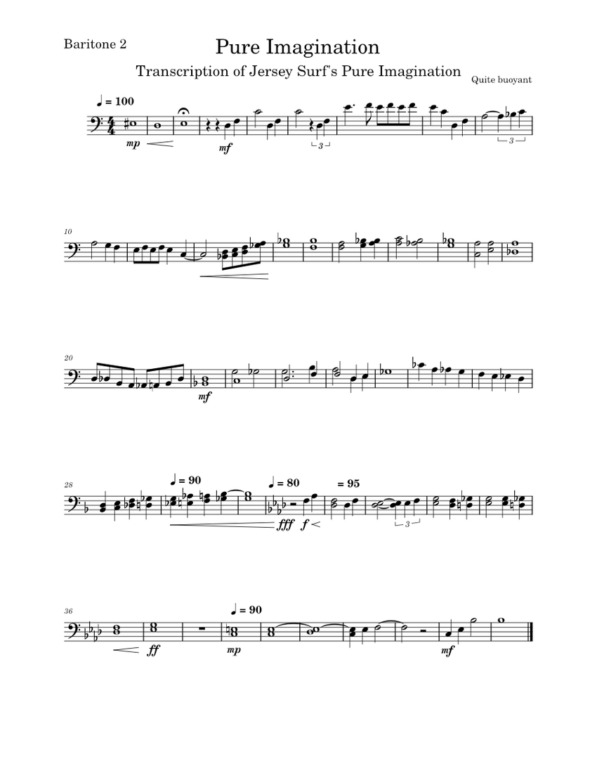Pure_Imagination baritone 2 Sheet music for Piano (Solo) | Musescore.com