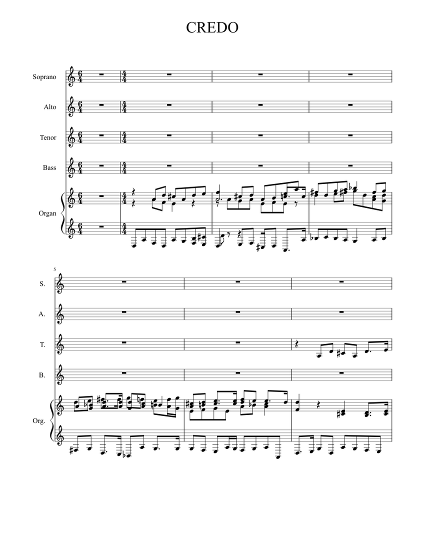 CREDO 2eme partie Sheet music for Bass, Organ (Mixed Duet) | Musescore.com