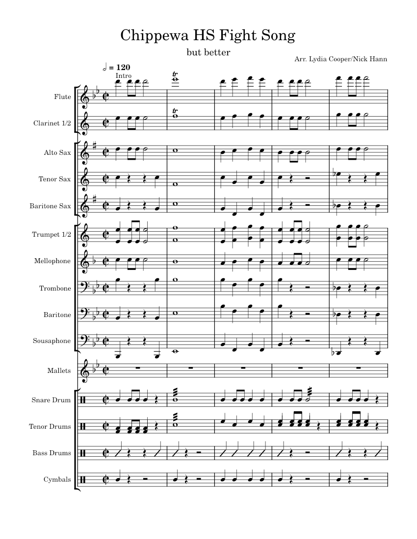 Chippewa_HS_Fight_Song Sheet music for Trombone, Tuba, Flute, Saxophone ...