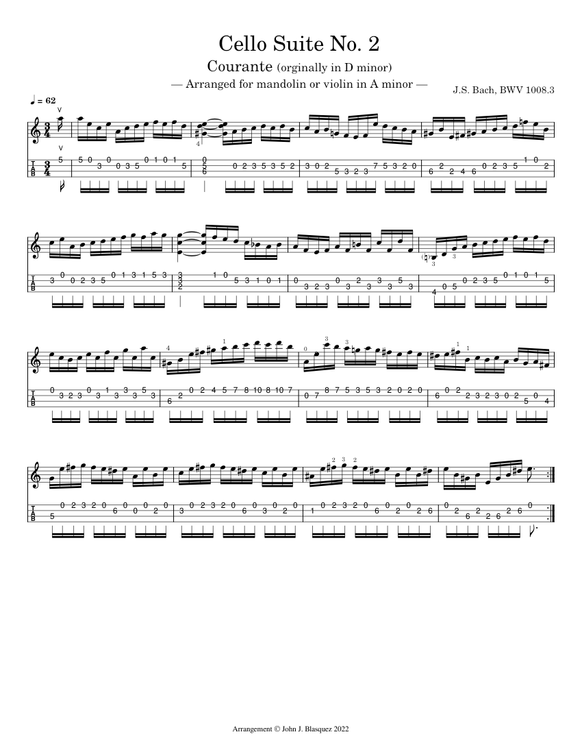 Cello Suite No.2 in D minor, BWV 1008 – Johann Sebastian Bach Cello ...