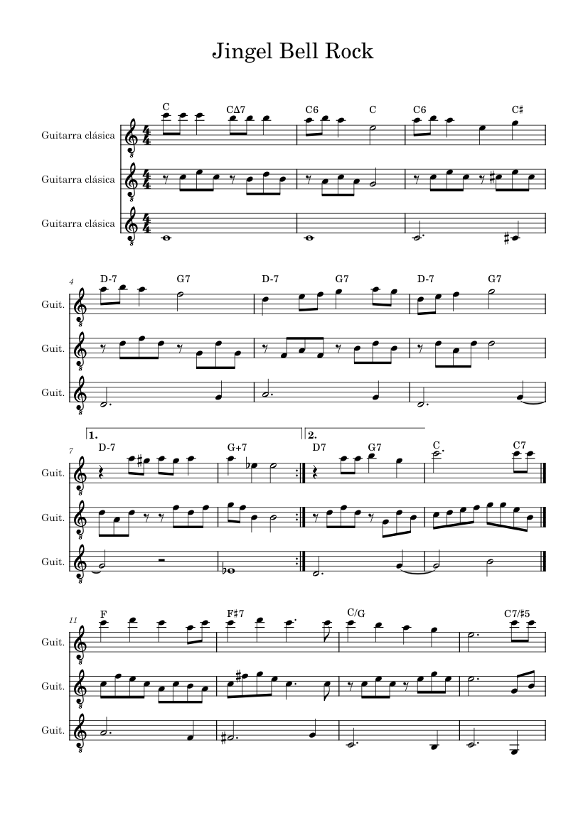 Jingel Bell Rock Sheet music for Guitar (Concert Band) | Musescore.com
