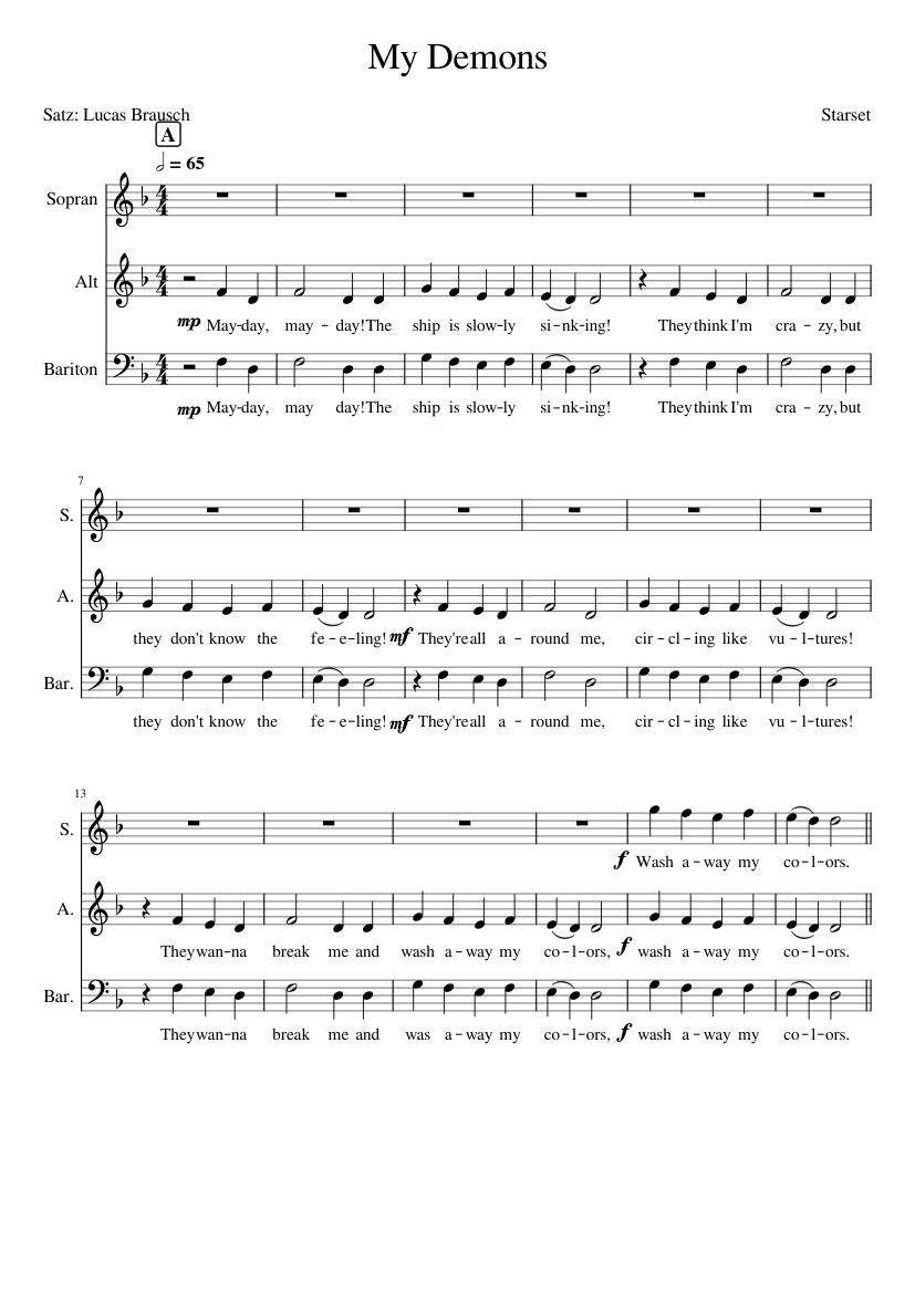 My demons – STARSET My Demons by Starset Sheet music for Soprano, Alto ...