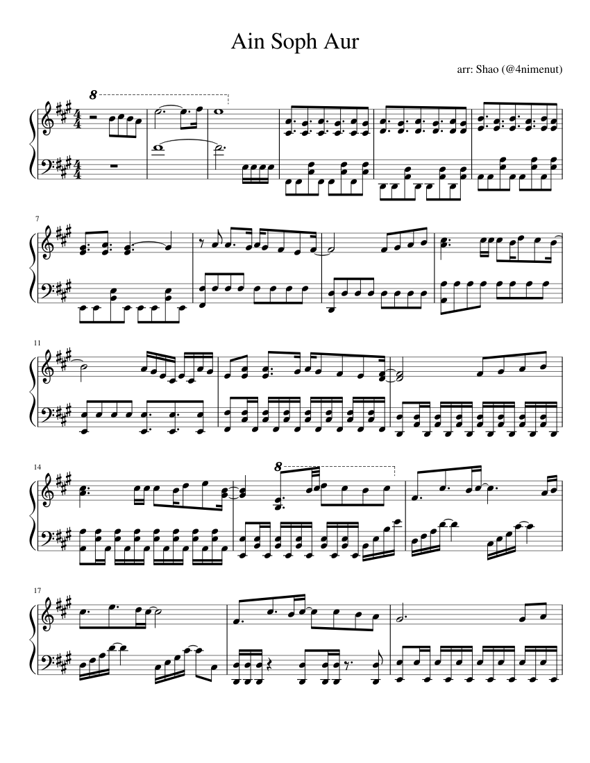 Ain Soph Aur Sheet music for Piano (Solo) | Musescore.com