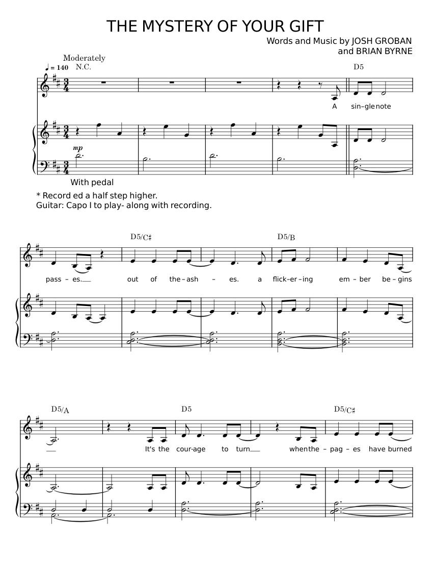 The mystery of your gift - Josh Groban Sheet music for Piano ...