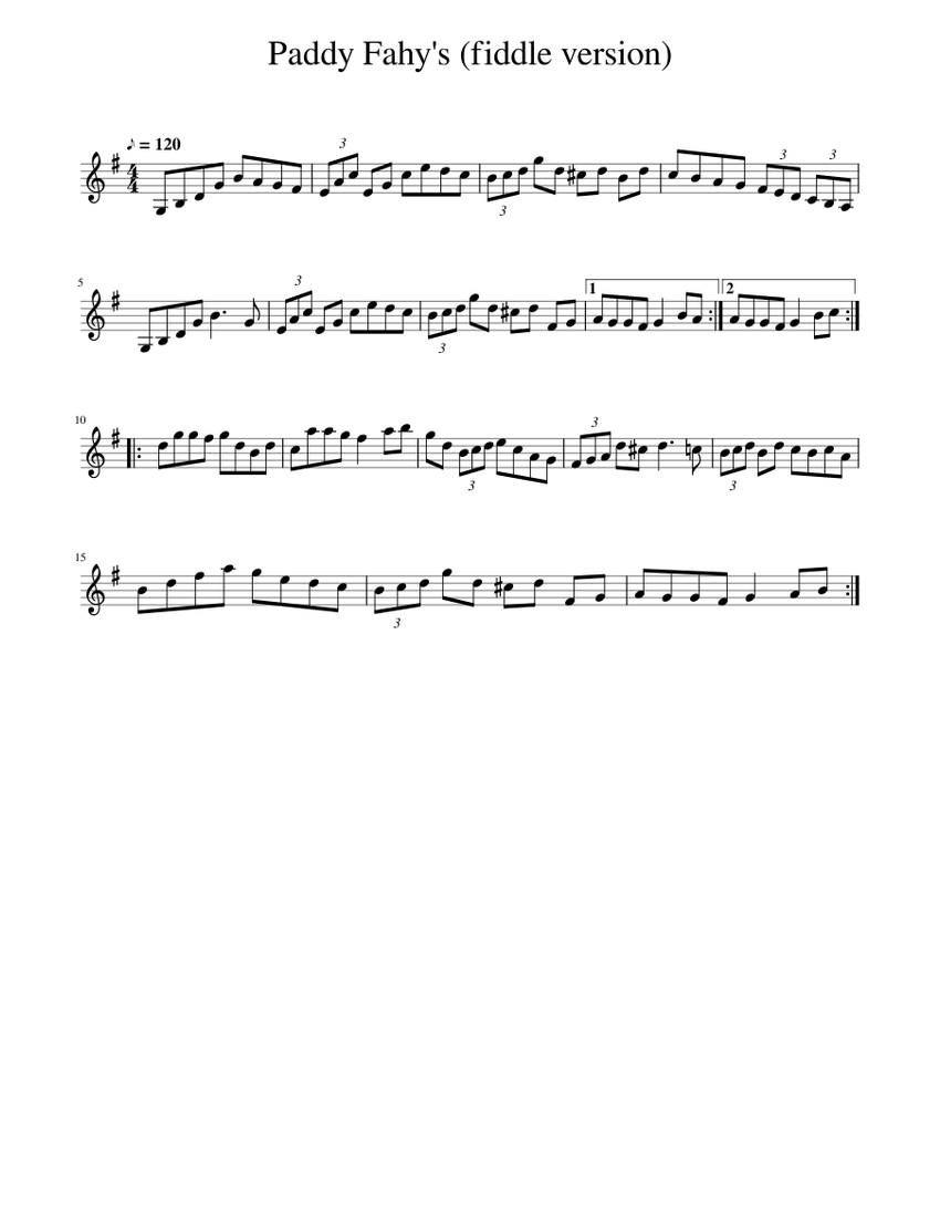 Paddy Fahy's (fiddle version) Sheet music for Piano (Solo) | Musescore.com
