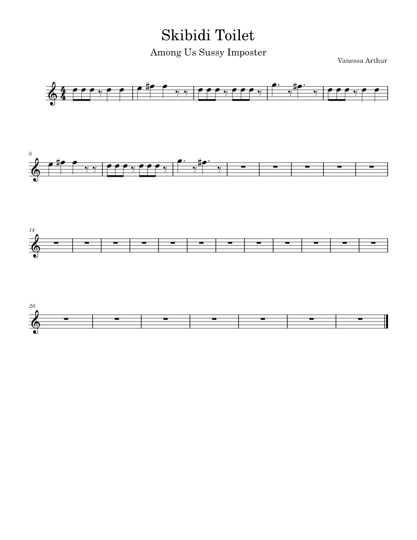 Skibidi toilet (song) - CG5 – Skibidi toilet (song) - CG5 Skibidi Toilet Sheet Music for Flute ...