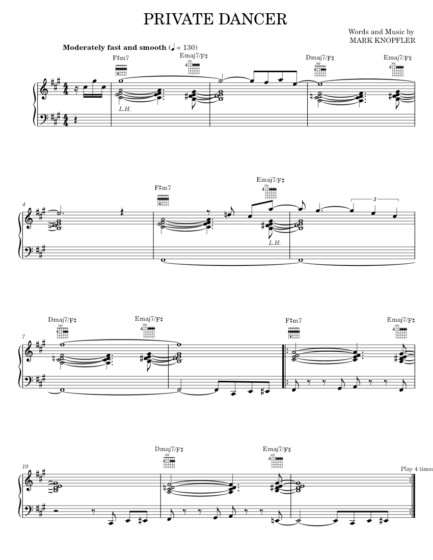 private dancer Sheet music for Piano, Vocals: Music Notes