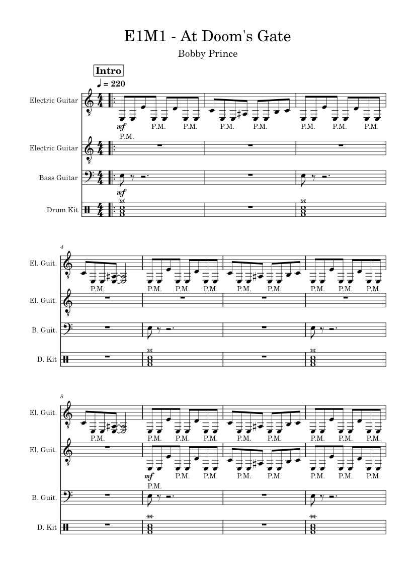 Bobby Prince-E1M1 - At Doom's Gate (With some additons) Sheet music for ...