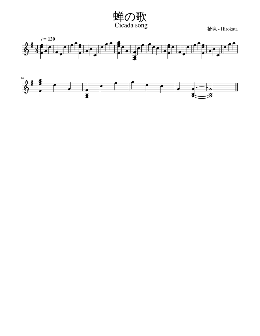 Cicada song Sheet music for Harp (Solo) | Musescore.com