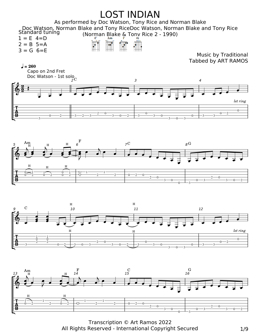 Lost Indian - Misc tunes Sheet music for Guitar (Solo) | Musescore.com