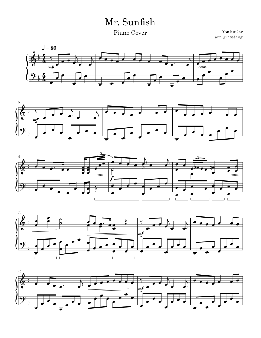 Mr. Sunfish – YonKaGor Sheet Music for Piano (Solo) | MuseScore.com