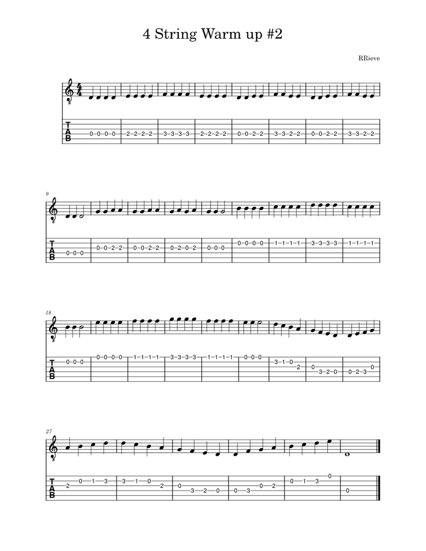 4 String Warm up #2 Sheet music for Guitar (Solo) | Musescore.com