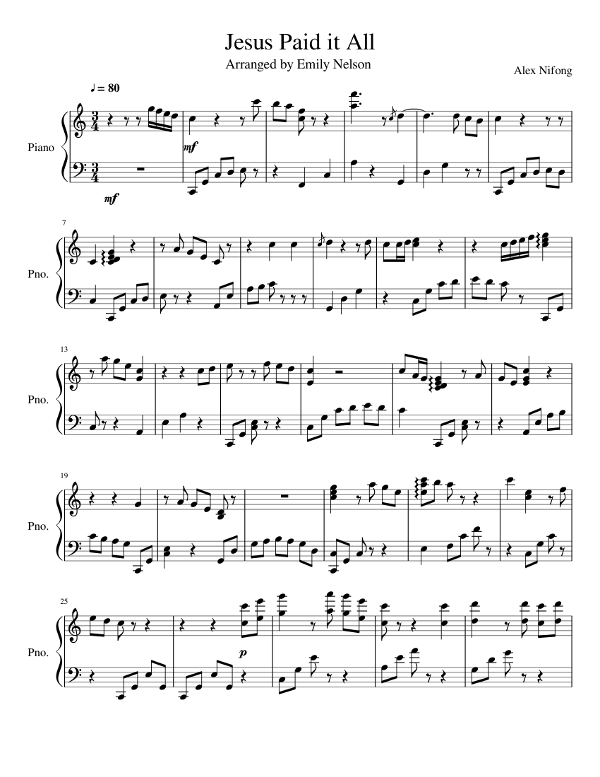 Jesus Paid It All Sheet Music