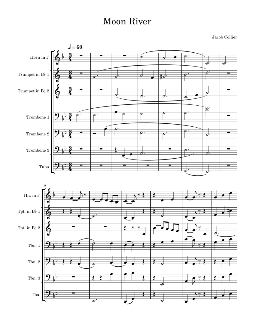 Moon River – Jacob Collier Moonriver Sheet music for Trombone, Tuba ...