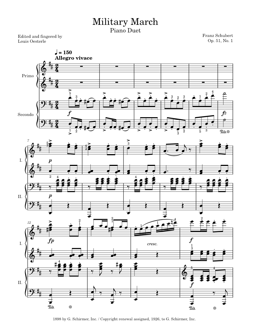 Military March (Piano Duet) – Franz Schubert Military March (Piano Duet ...