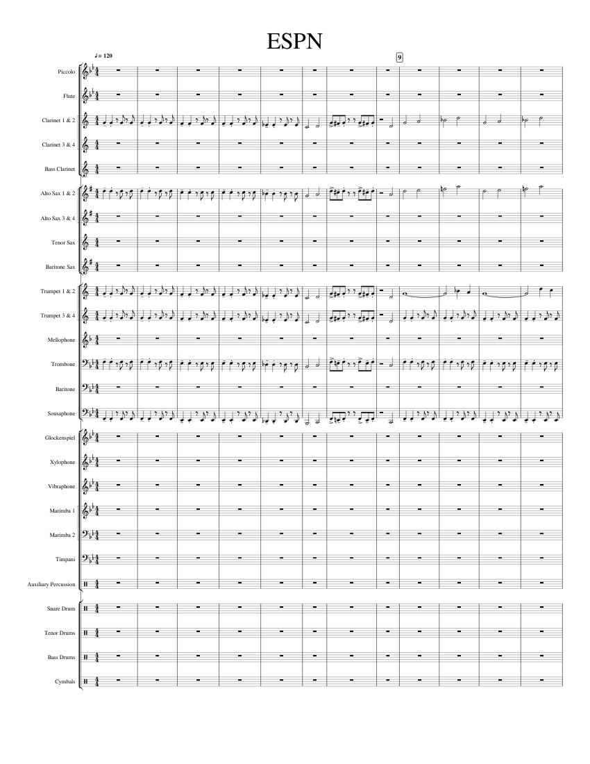 ESPN Sheet music for Trombone, Tuba, Flute piccolo, Flute & more ...