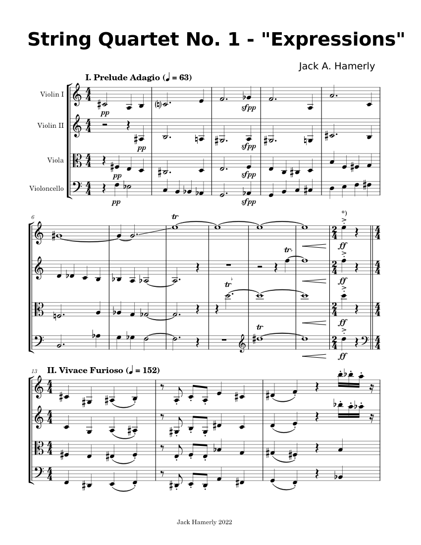 String Quartet No. 1 - Expressions Sheet music for Violin, Viola, Cello ...