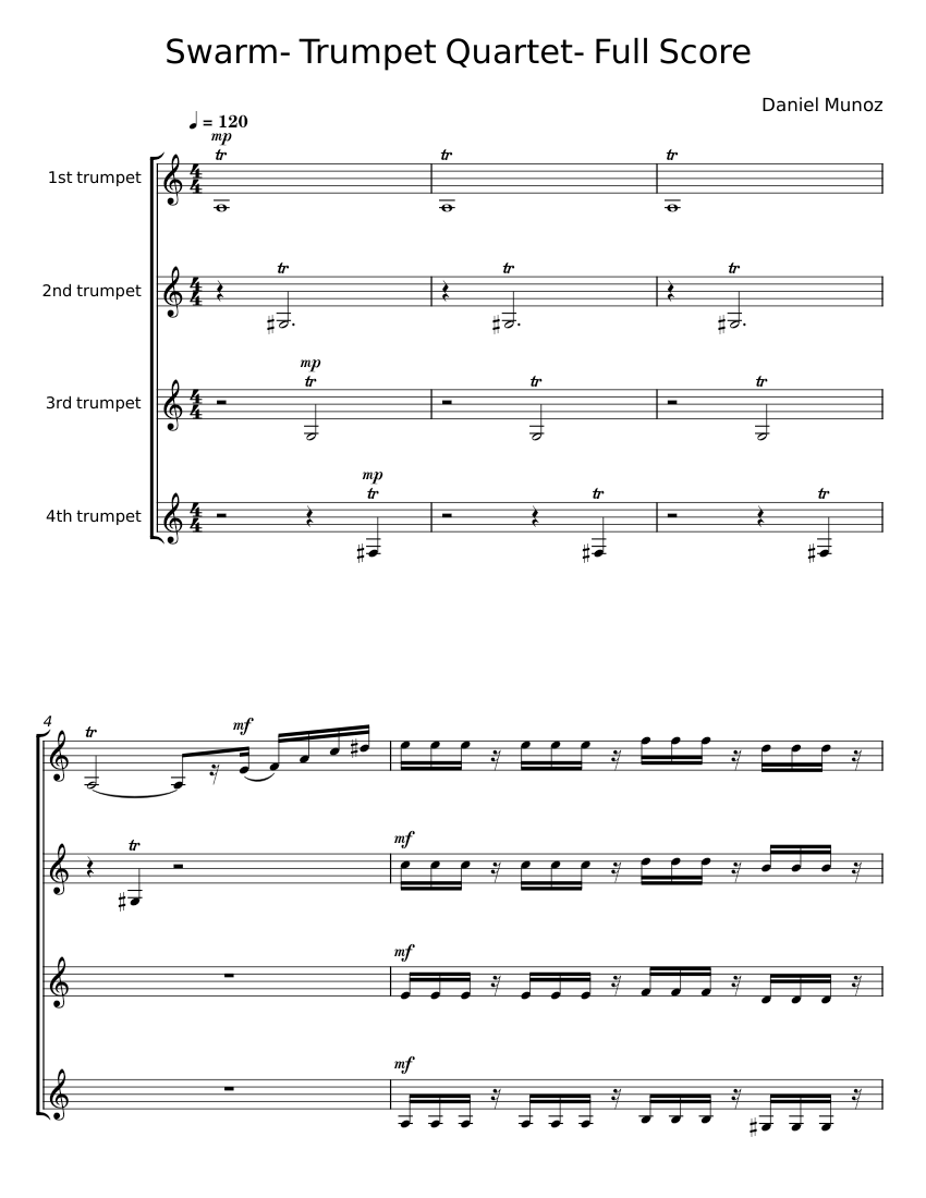 Swarm - Daniel Munoz Sheet music for Trumpet other (Mixed Quartet ...