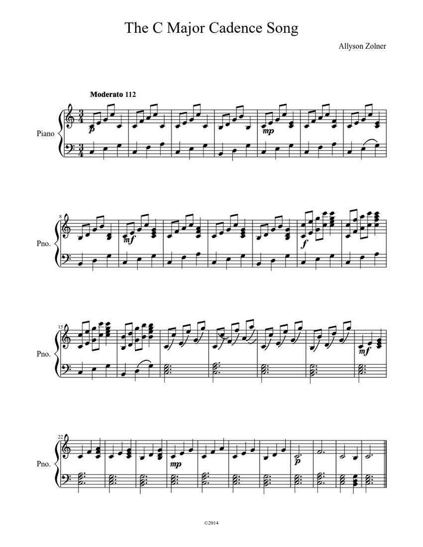 The C Major Cadence Song Sheet music for Piano (Solo) | Musescore.com