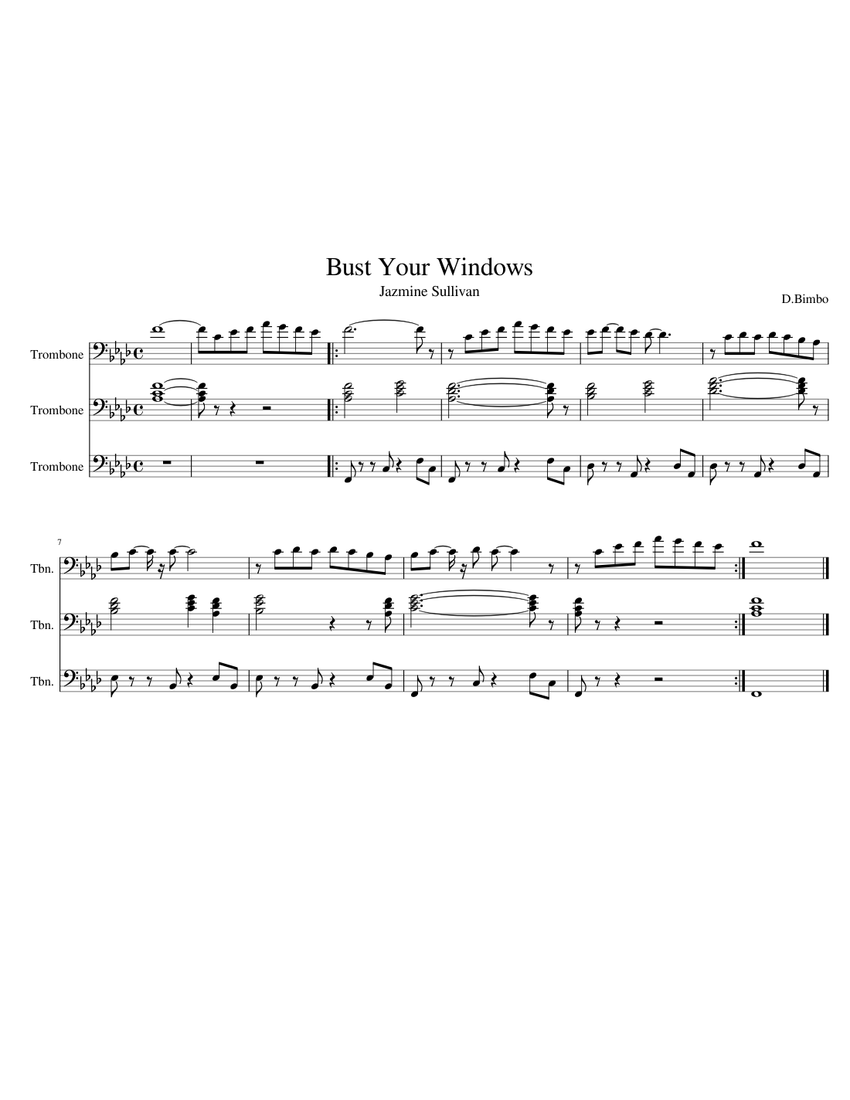 Bust Your Windows (Trombone Fanfare) Sheet music for Trombone (Marching ...