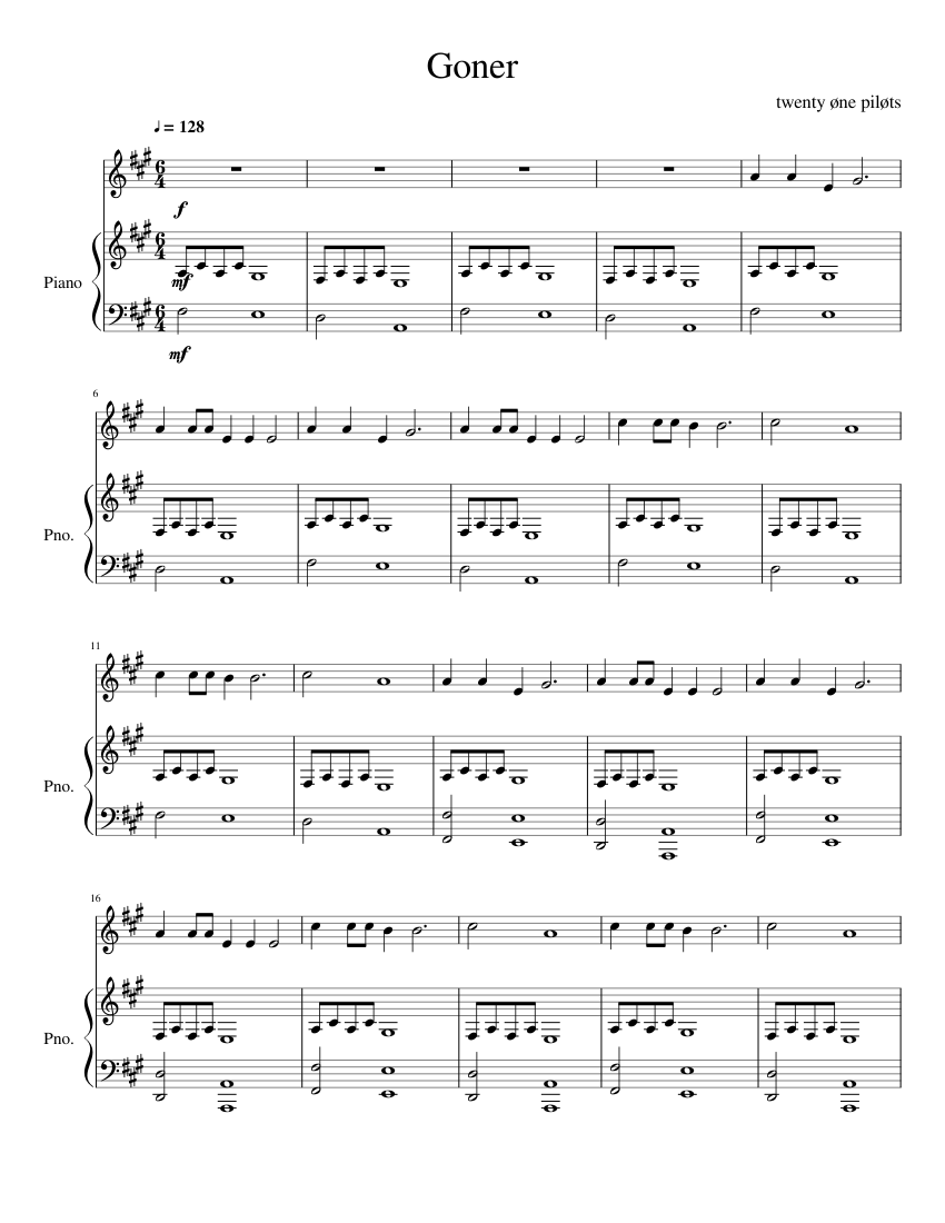 twenty øne piløts - Goner Sheet music for Piano (Piano Duo) | Musescore.com