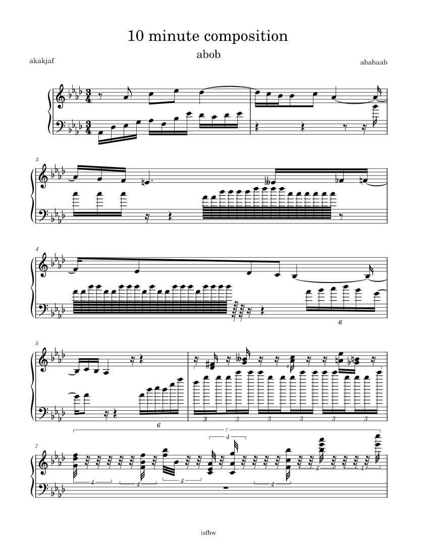 10 minute composition Sheet music for Piano (Solo) | Musescore.com