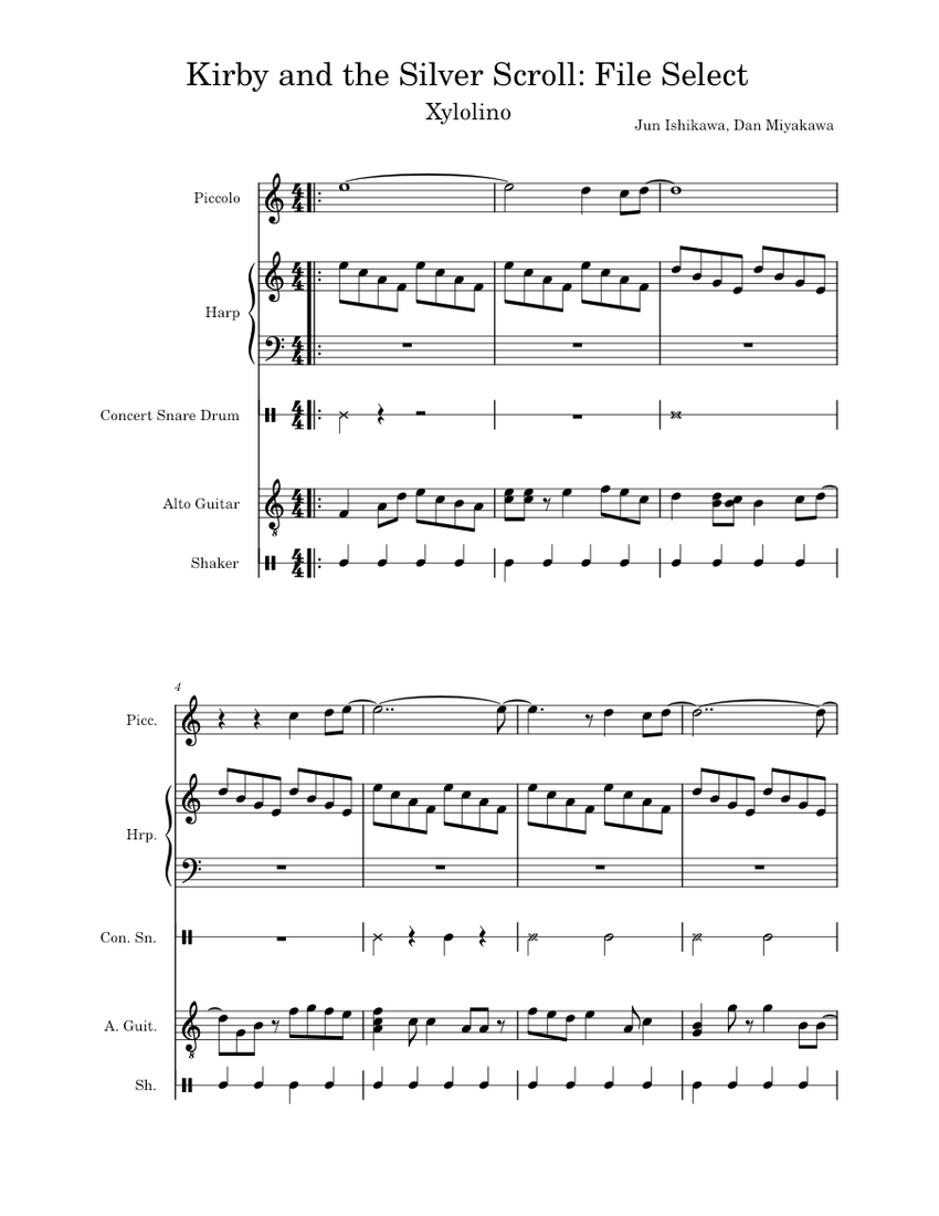 Kirby and the SIlver Scroll: File Select-Xylolino Sheet music for Flute ...
