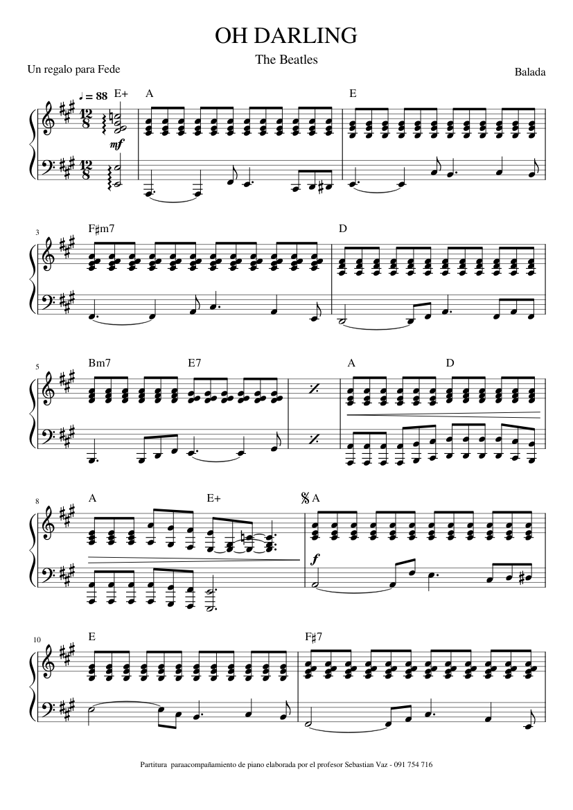 OH DARLING Sheet Music for Piano (Solo) | MuseScore.com