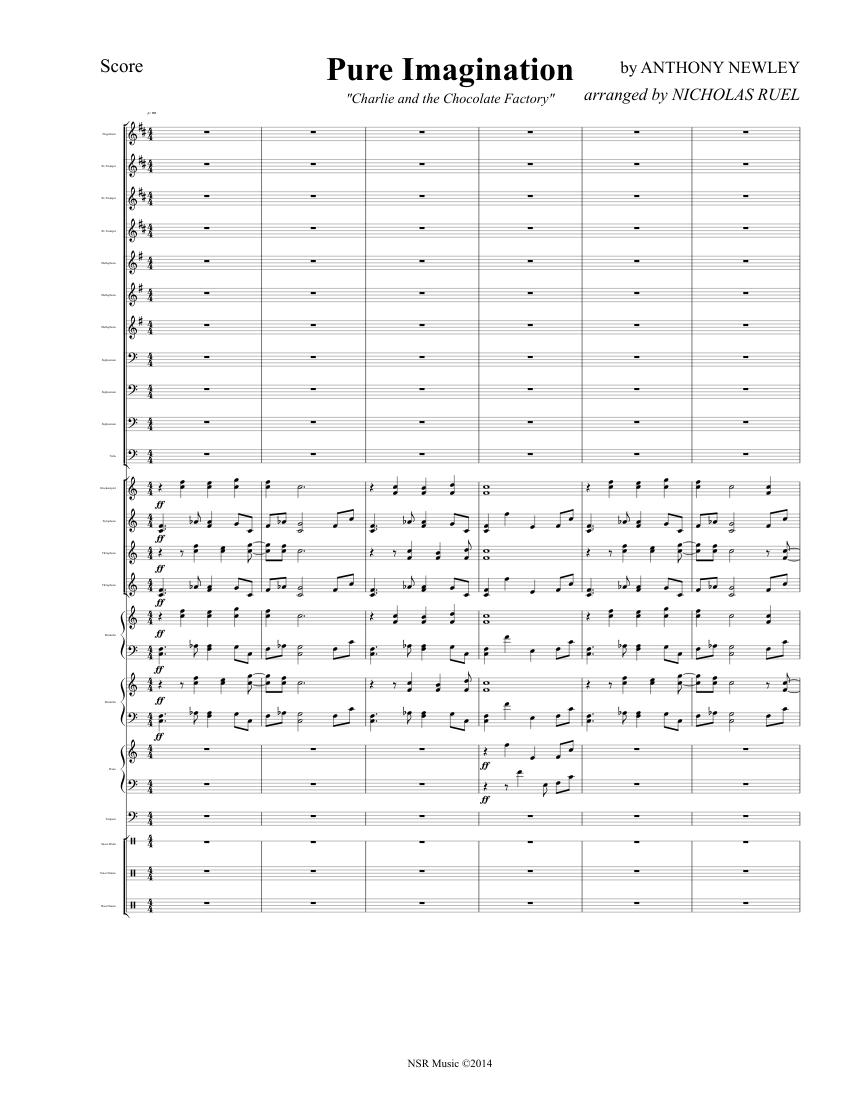 Pure Imagination for Drum Corps Sheet Music for Piano, Tuba, Timpani ...