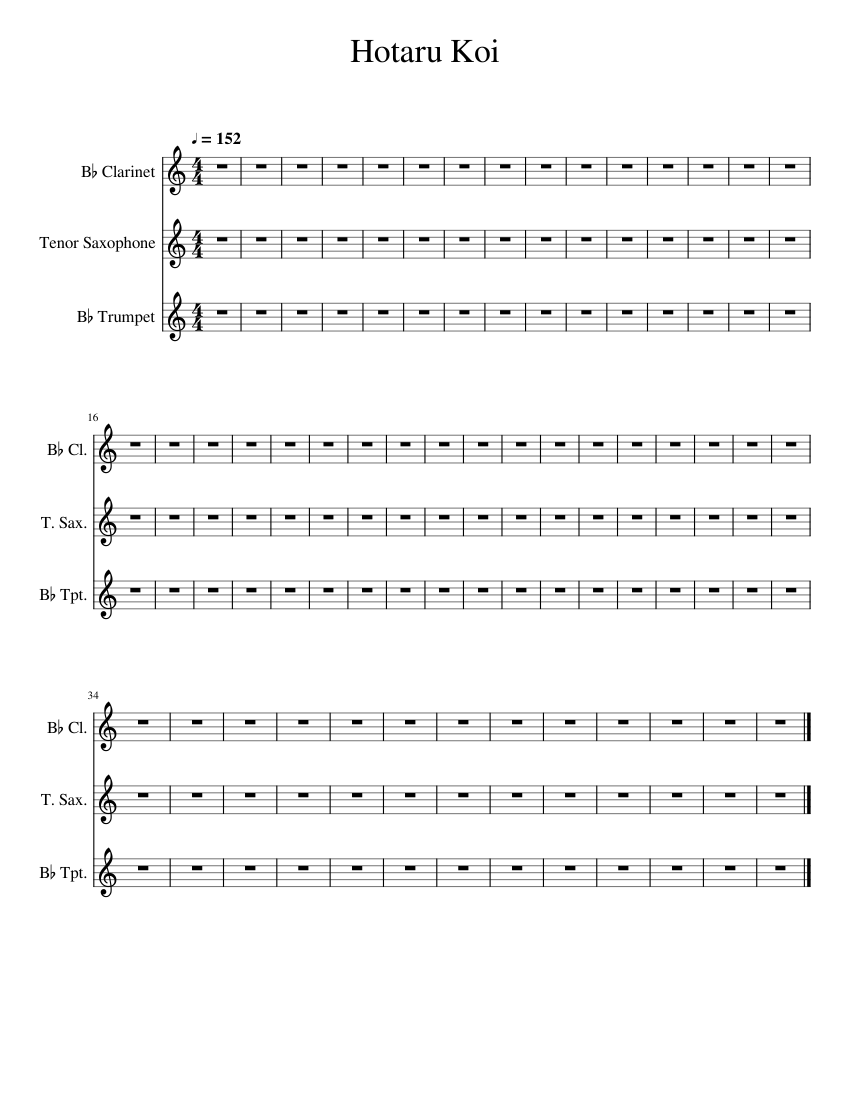 Hotaru_Koi Sheet music for Clarinet in b-flat, Saxophone tenor, Trumpet ...