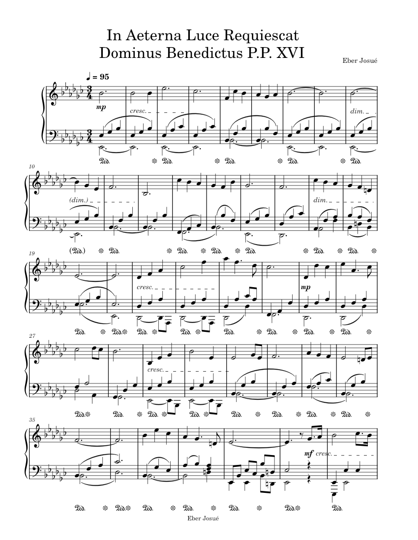 In Aeterna Luce Requiescat Dominus Benedictus P.P. XVI Sheet music for ...