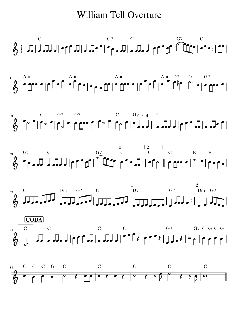 William Tell Overture Sheet music for Piano (Solo) Easy | Musescore.com