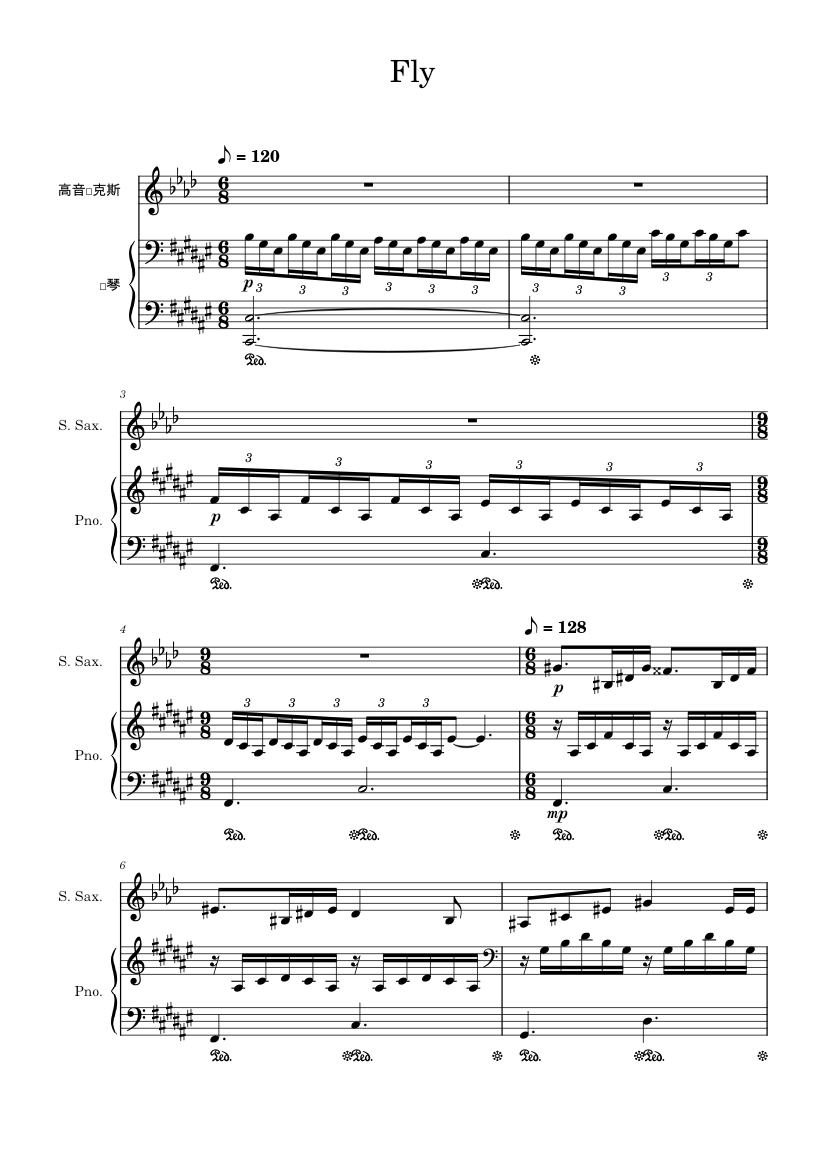 Fly – vietra Fly Sheet Music for Piano, Saxophone soprano (Piano-Voice ...