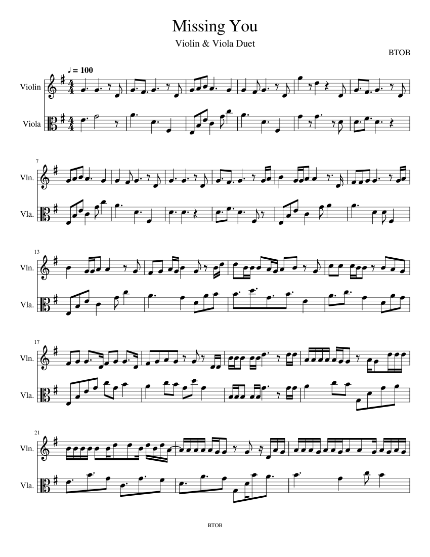 Missing You Sheet music for Violin, Viola (String Duet) | Musescore.com