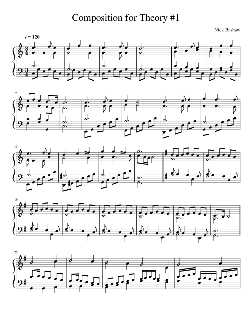 Composition for Theory #1 Sheet music for Piano (Solo) | Musescore.com