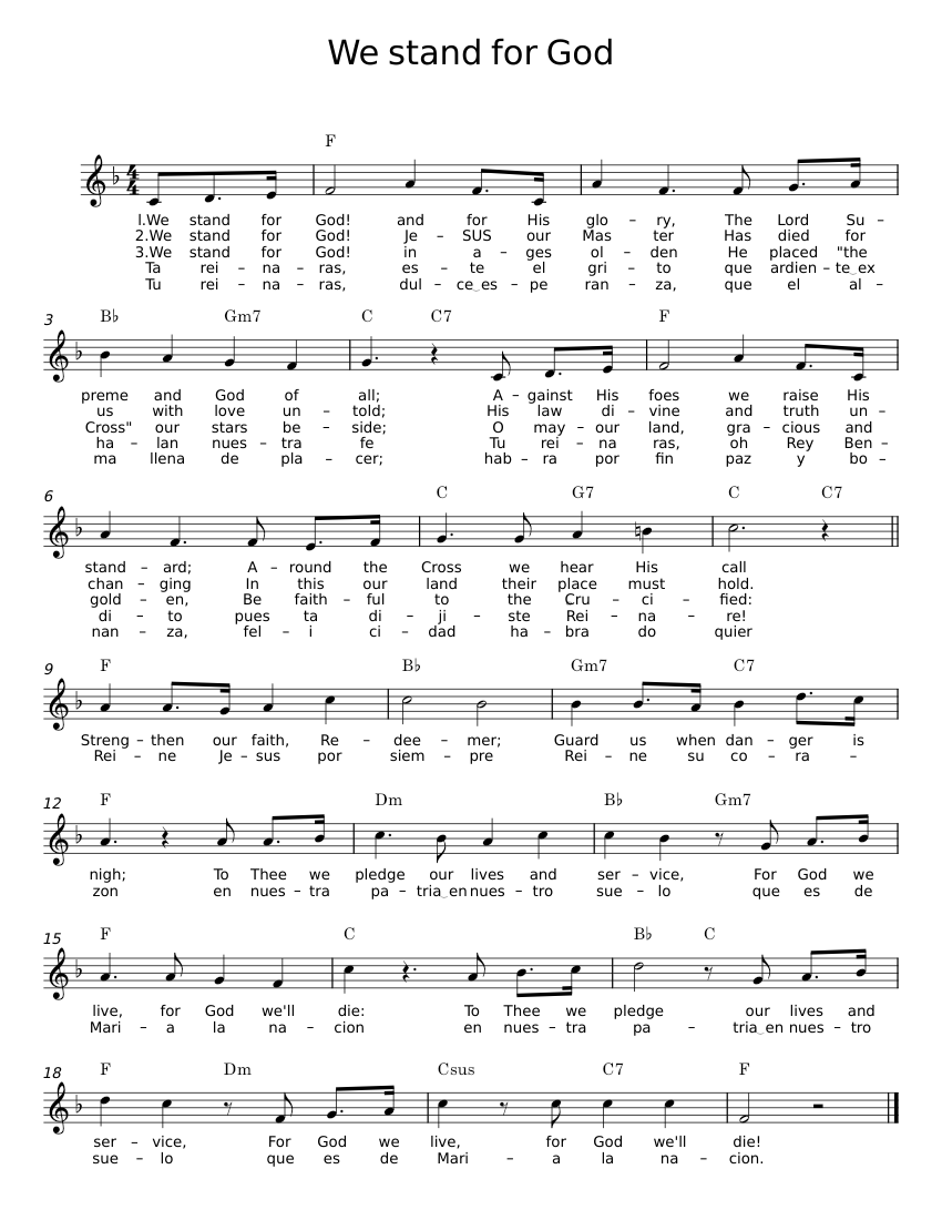 We stand for God Sheet Music with Chords for Synthesizer (Solo ...
