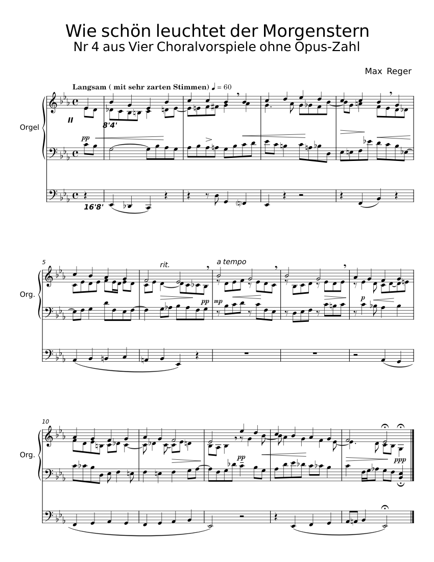 Wie schön leucht't uns der Morgenstern - Max Reger Sheet music for ...