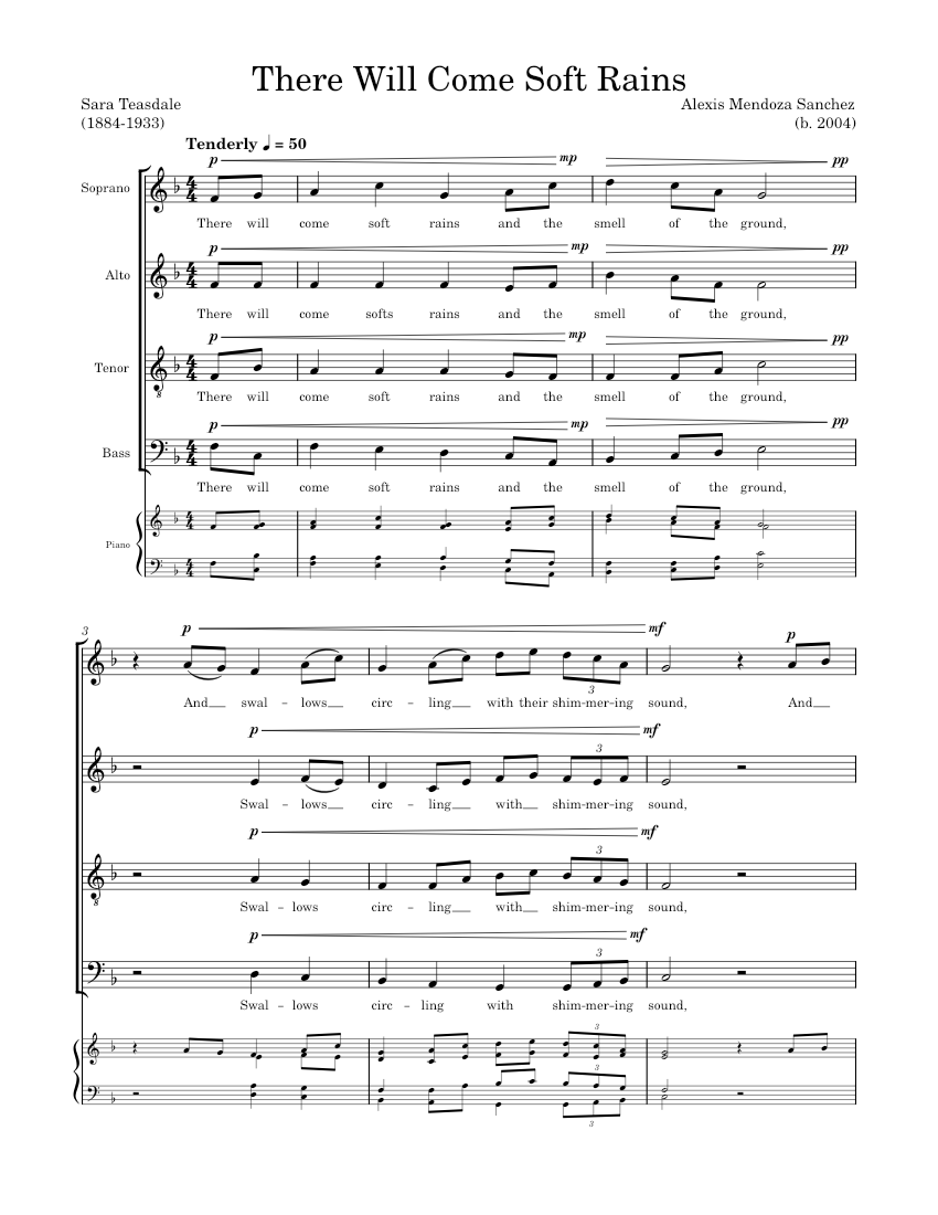 There Will Come Soft Rain Sheet music for Piano, Bass guitar ...