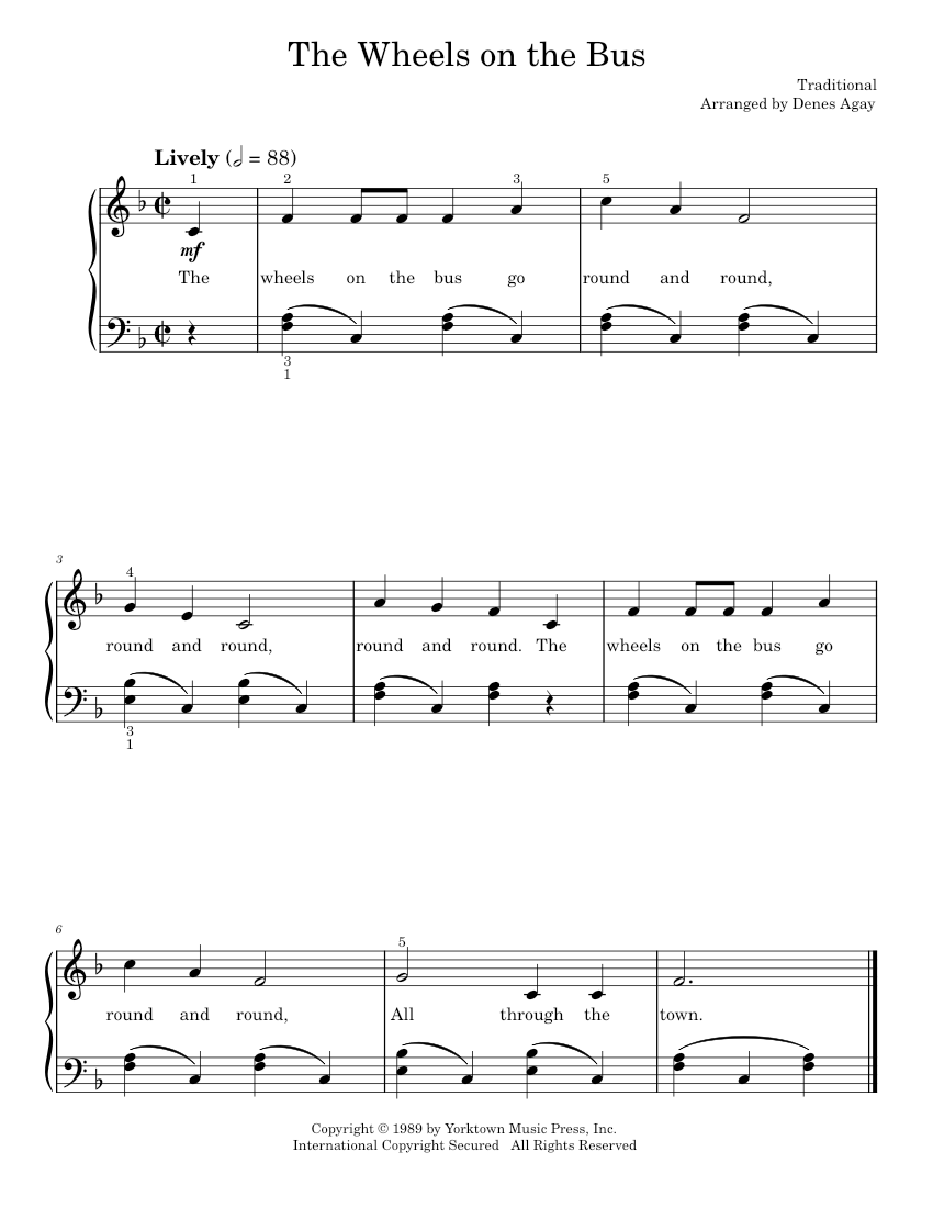 the wheels on the bus Sheet music for Piano by Misc Children Official ...