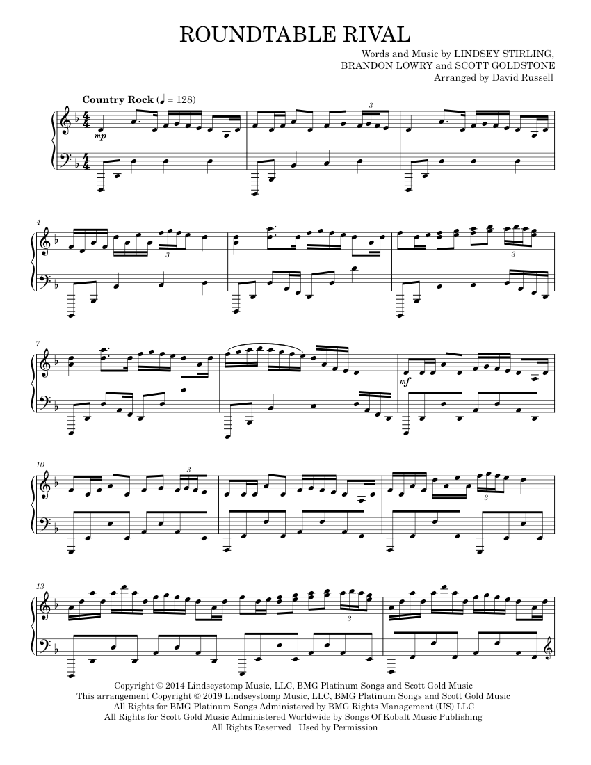 Play Official version of Roundtable rival Sheet Music by Lindsey ...