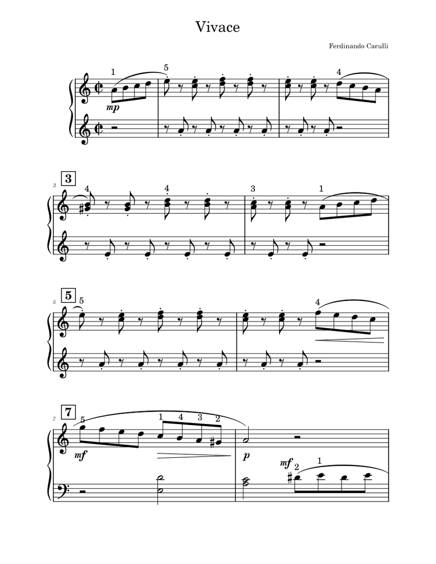 Vivace – Ferdinando Carulli Sheet music for Piano (Solo) | Musescore.com