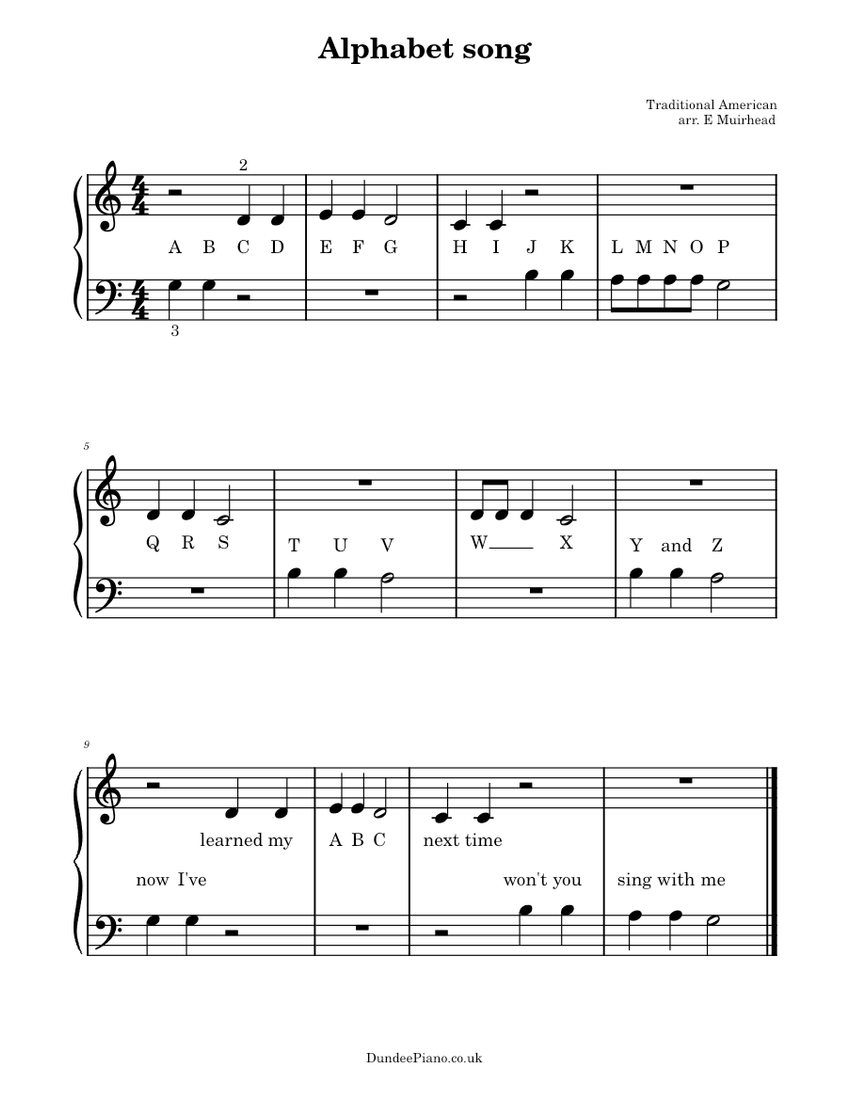 The Alphabet Song – Misc Traditional Sheet music for Piano (Solo) Easy ...