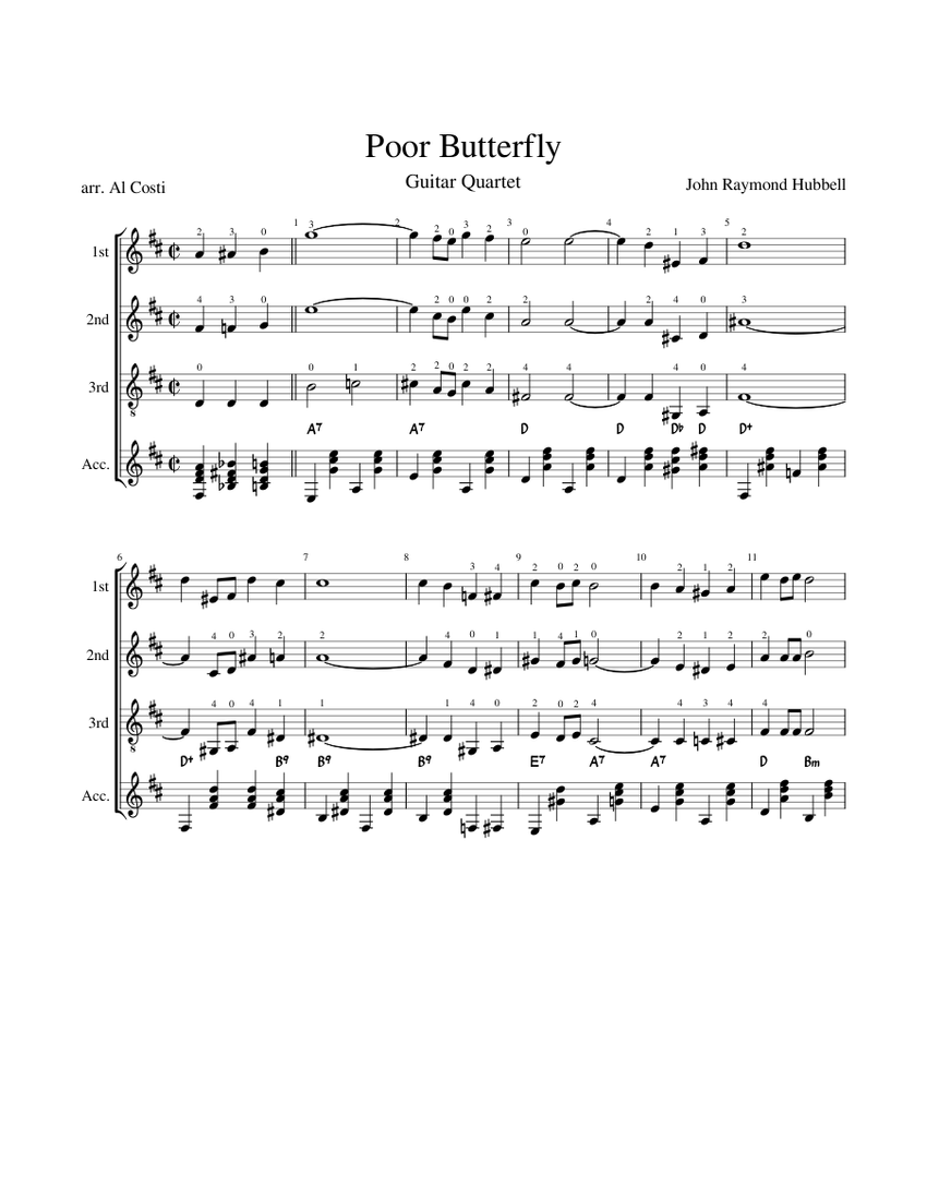 Poor_Butterfly Sheet music for Soprano, Alto, Tenor, Bass voice (Choral ...
