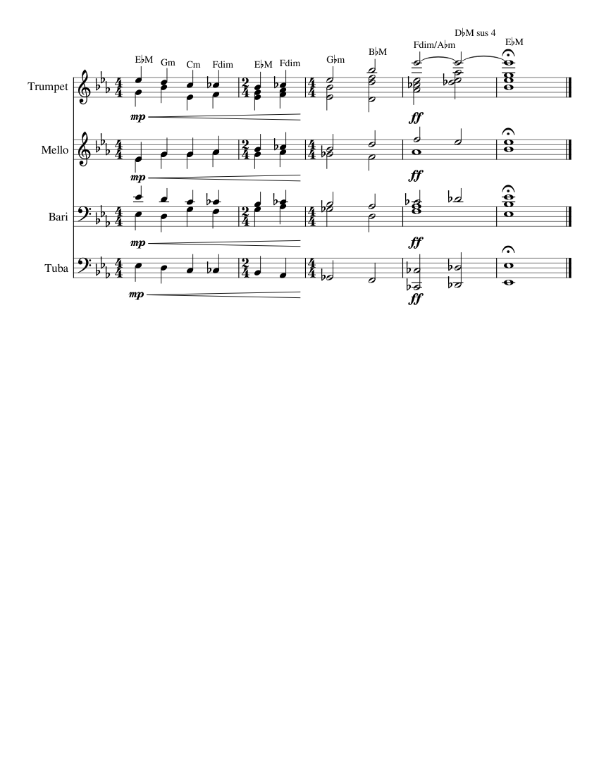 Mystery Chord Progression Sheet music for Tuba, French horn, Baritone ...
