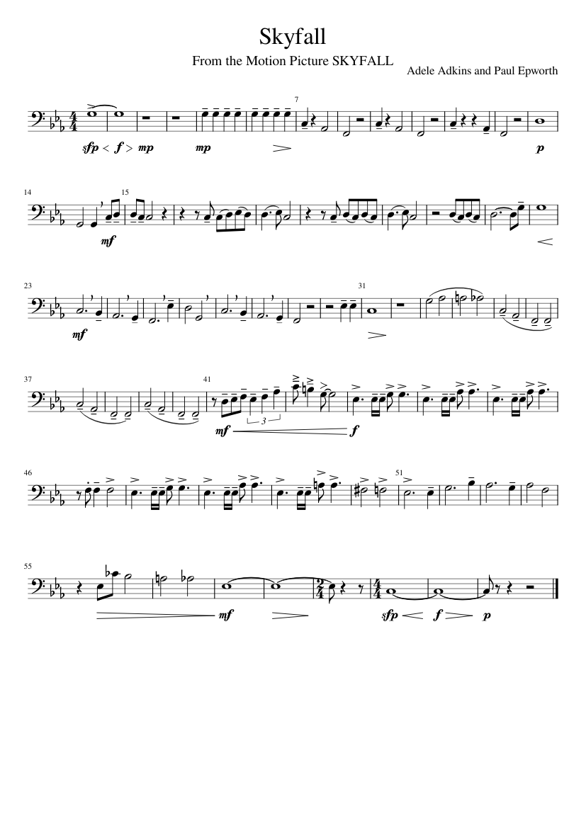 Skyfall Sheet music for Trombone (Solo) | Musescore.com