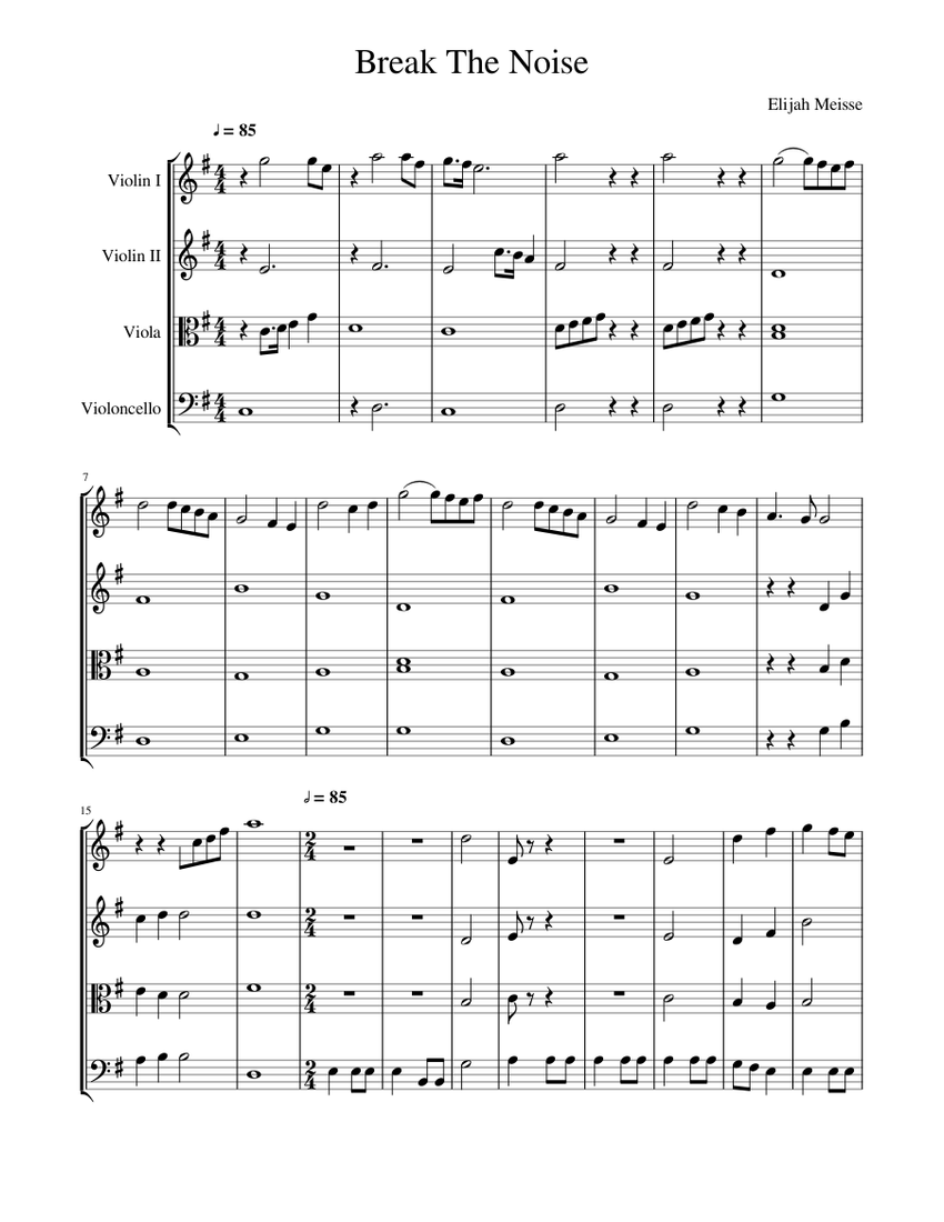 Break The Noise Sheet music for Violin, Viola, Cello (String Quartet ...