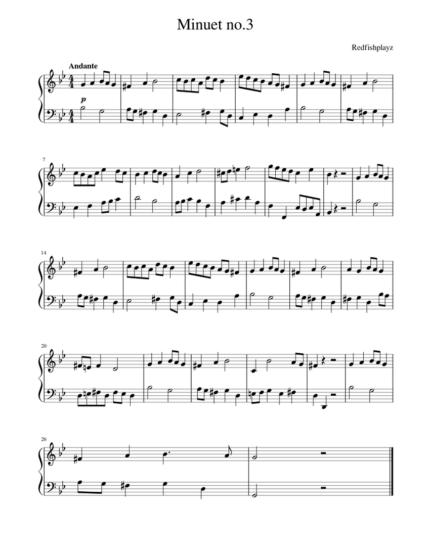 Minuet no.3 Sheet music for Piano (Solo) Easy | Musescore.com