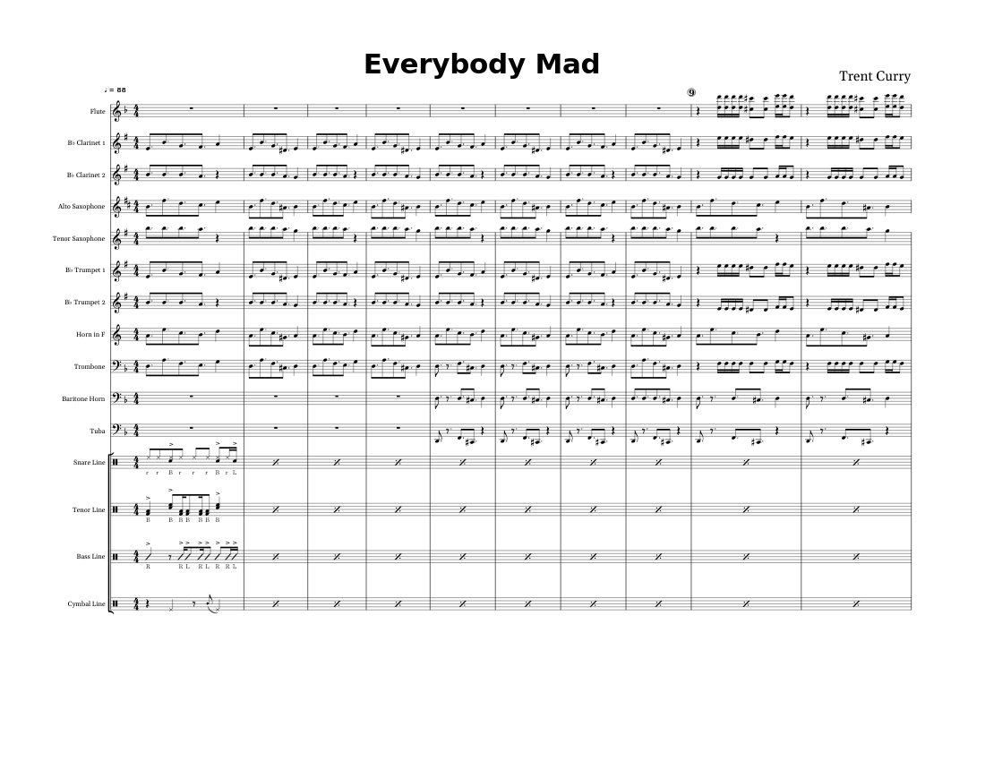 Everybody Mad Sheet music for Trombone, Tuba, Flute, Clarinet in b-flat ...